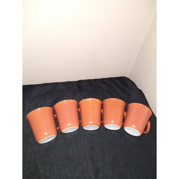 Dining | Vintage Pyrex Corning Coffee Mugs Burnt Orange Color | Poshmark